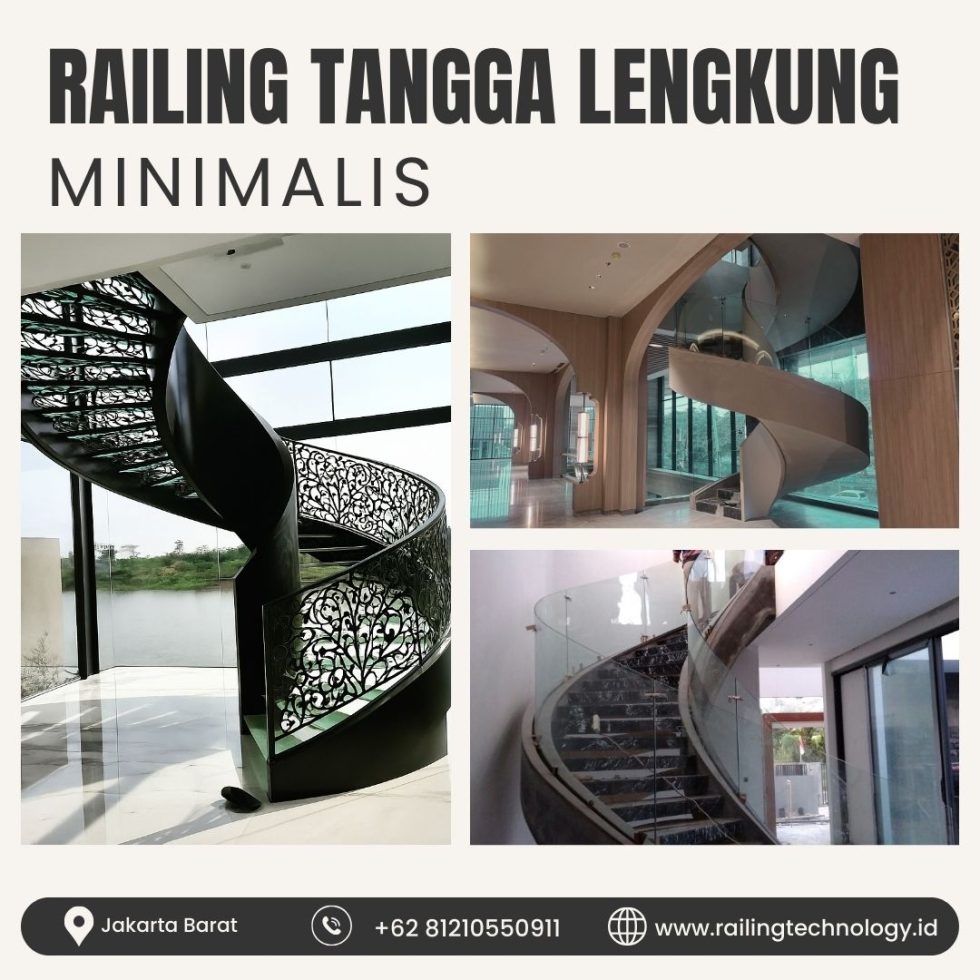 Railing Tangga Lengkung Minimalis Kapuk JakBar - Railing Technology